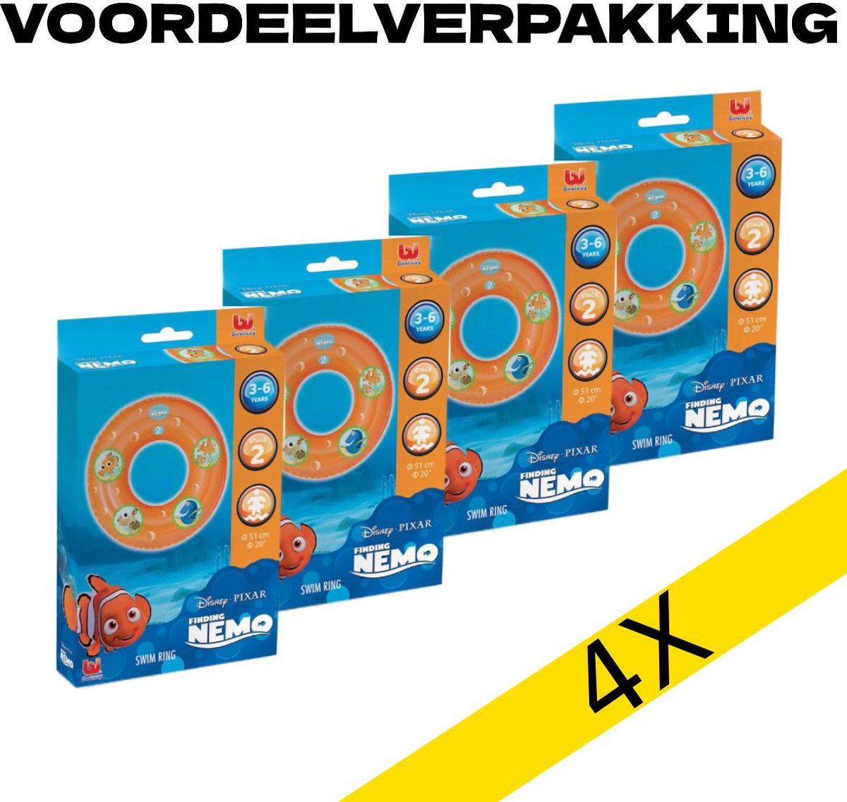 4x Swimring 51cm Finding Nemo - VOORDEELVERPAKKING - Speelgoedwinkel